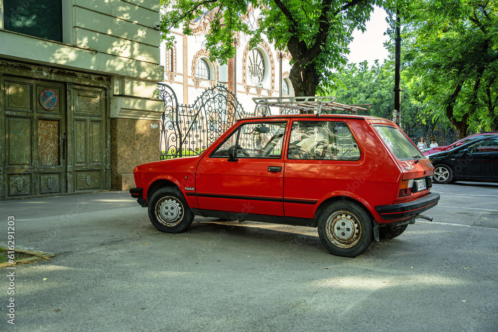 YUGO Koral (Zastava Koral, Yugo 45, 55) in red color is parked in ...