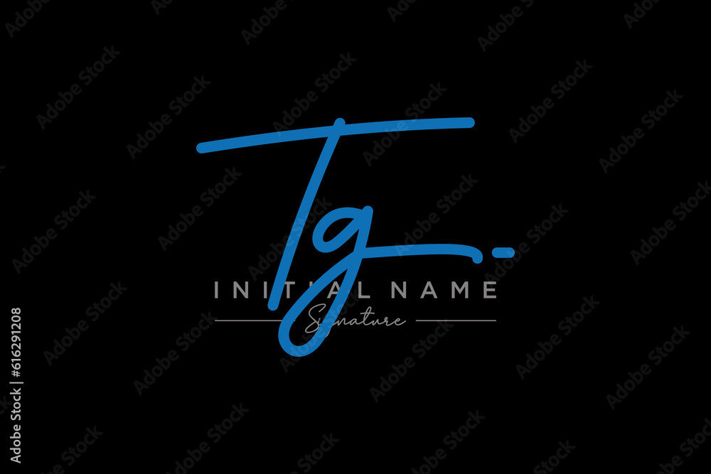 Initial TG signature logo template vector. Hand drawn Calligraphy ...