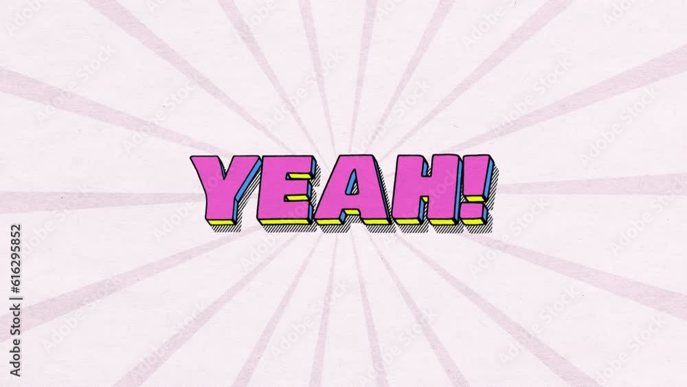 YEAH! - comics style 3D text with shadow on paper textured background ...