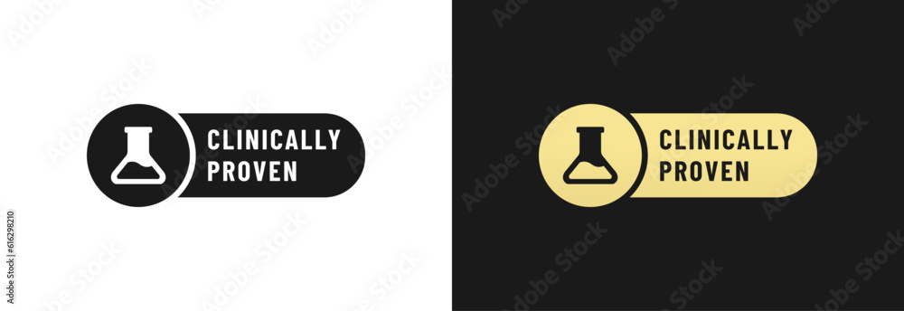 Clinically proven label or Clinically proven sign vector isolated in ...