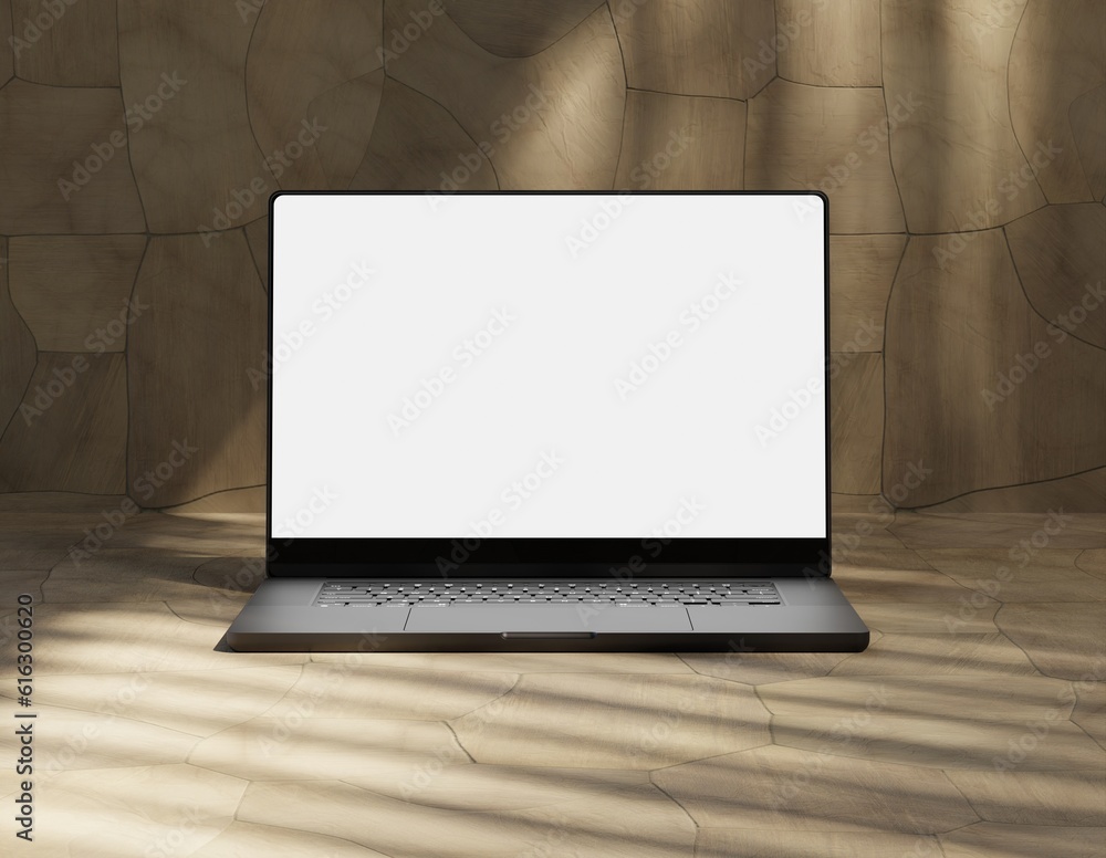 Realistic Laptop Notebook Mockup white blank screen with realistic ...