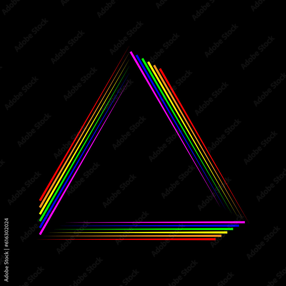 Rainbow speed lines in triangle frame form. LGBTQ pride flag. Geometric ...