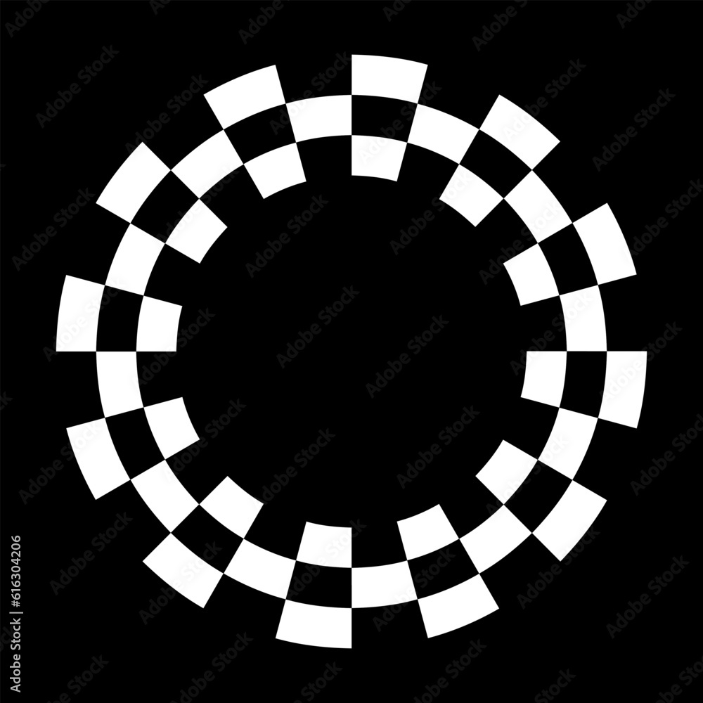 Circle checkerboard race frame, spiral design border pattern, copy ...