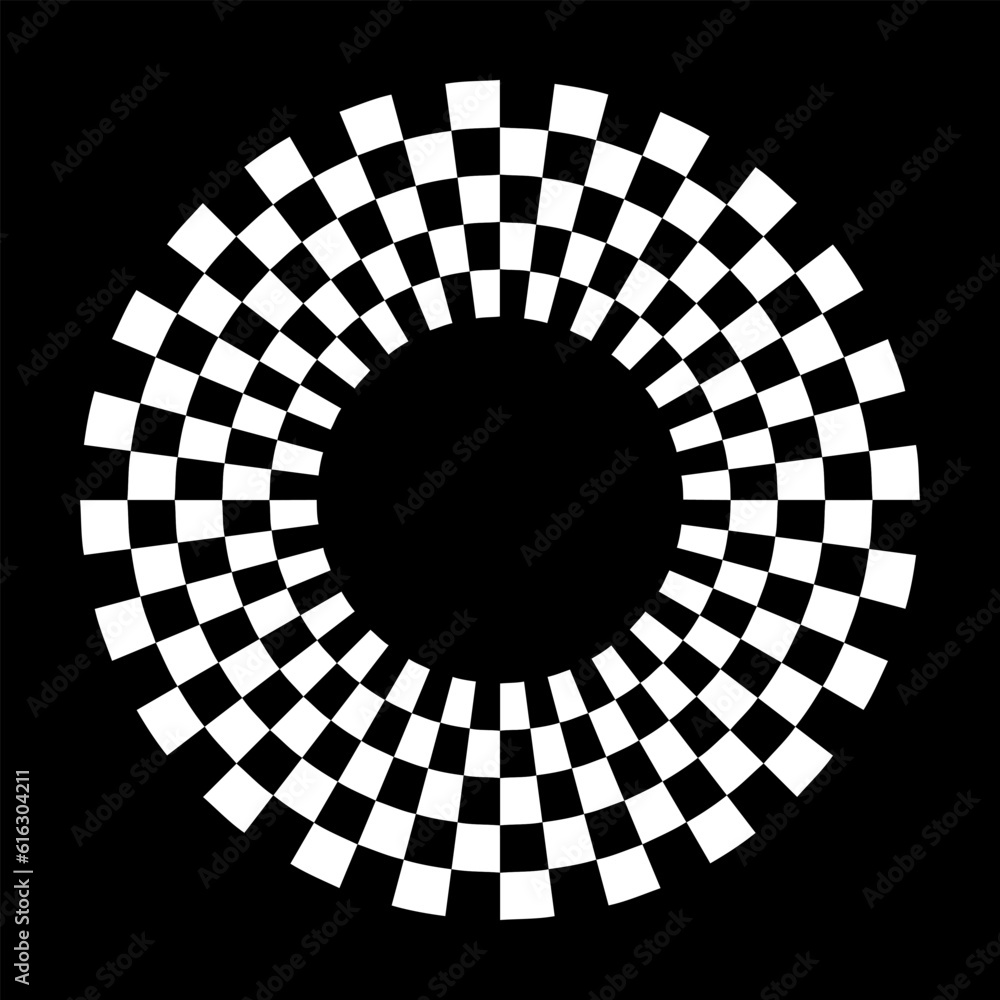 Circle checkerboard race frame, spiral design border pattern, copy ...