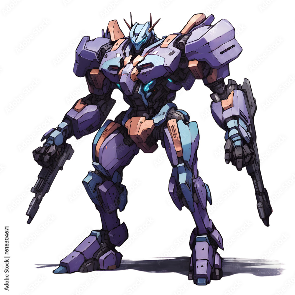 robot cyborg soldier, anime mecha battle suit Stock Illustration ...