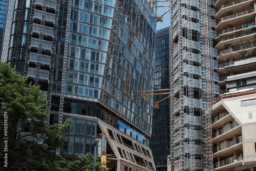 Exterior dense architectural detail modern facade of High-rise office ...