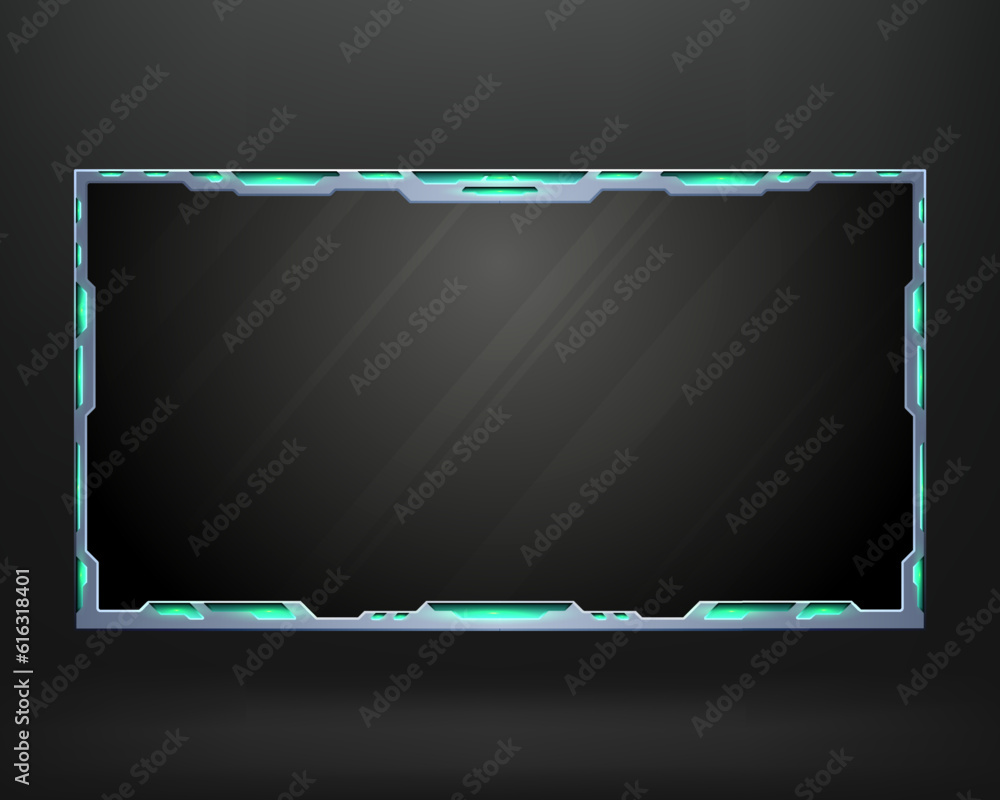 Abstract silver and neon blue glow effect live stream webcam overlay ...