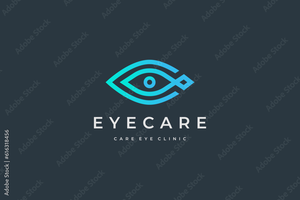 eye medical clinic logo icon with optic, lens linear symbol design ...
