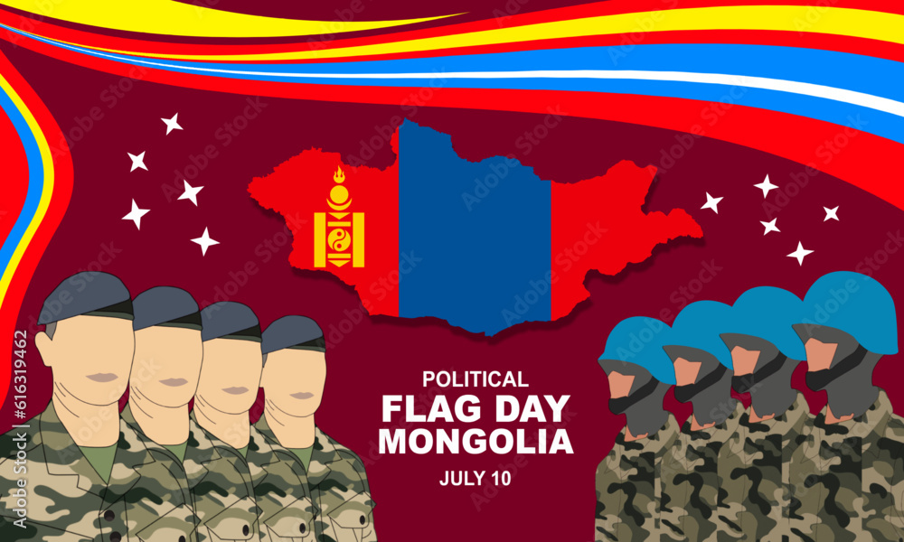 modern mongol soldiers marching neatly left and right and mongol map ...