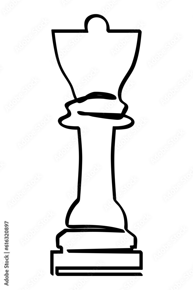 simple vector sketch chess queen single one line art, continuous Stock ...