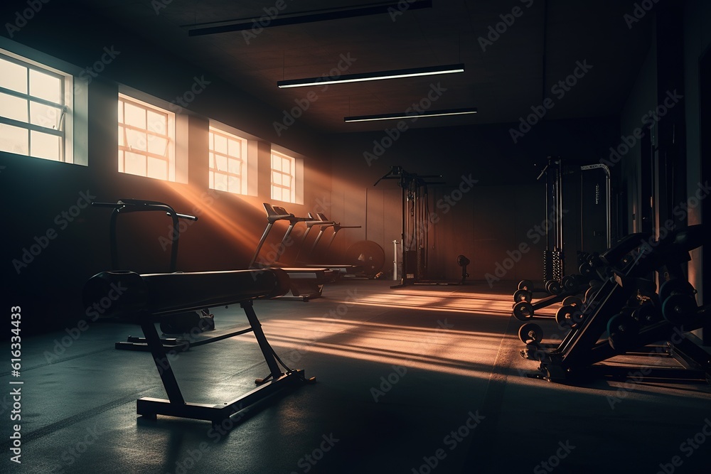 Equipment And Machines At The Modern Gym Room Fitness Center. interior ...