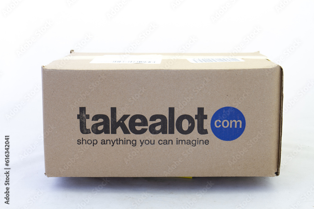 Johannesburg, South Africa - a parcel from takealot.com isolated on a ...