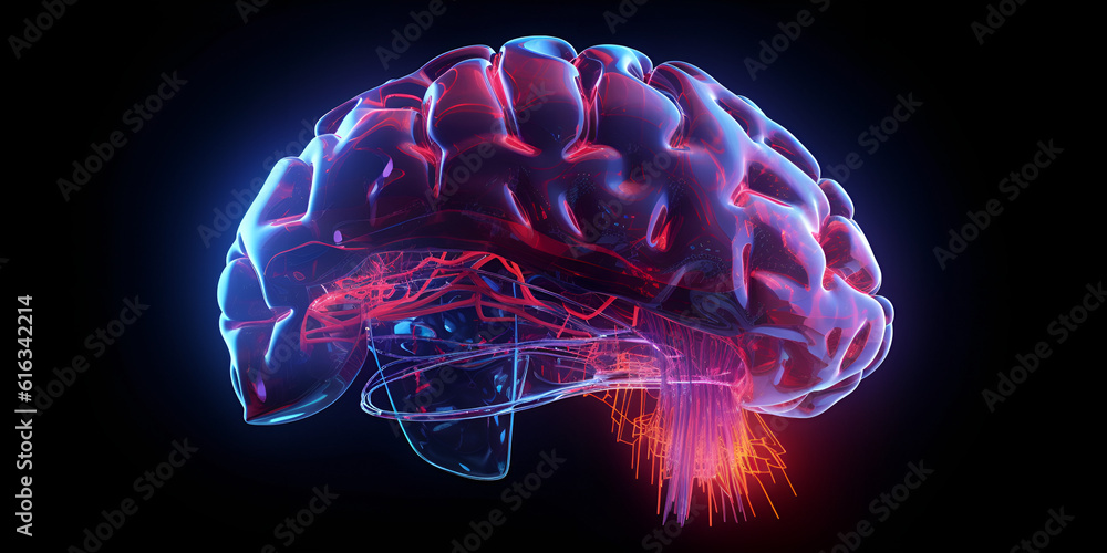 Brain abstract digital human brain neural network digital electrical ...