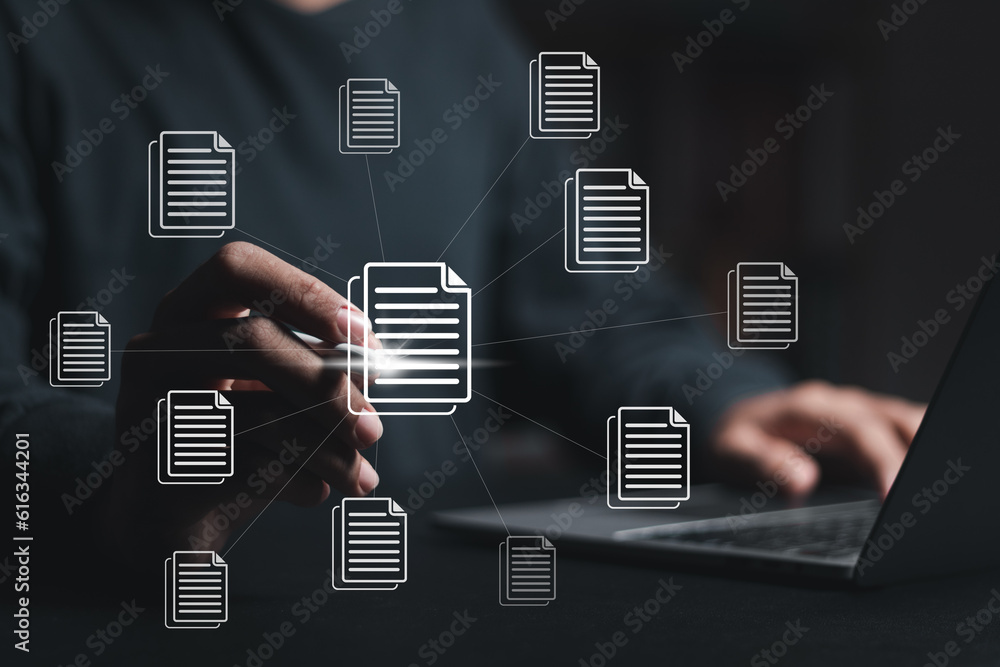 Document Management System (DMS) concept. Automated process to manage ...