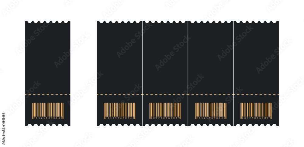 Set of Blank tickets or coupons with barcode, vector templates with ...