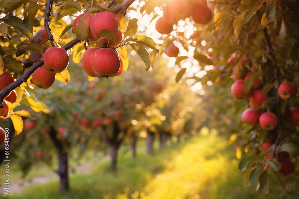 Bountiful Apple Trees in an Orchard during the Fall Season Created with ...