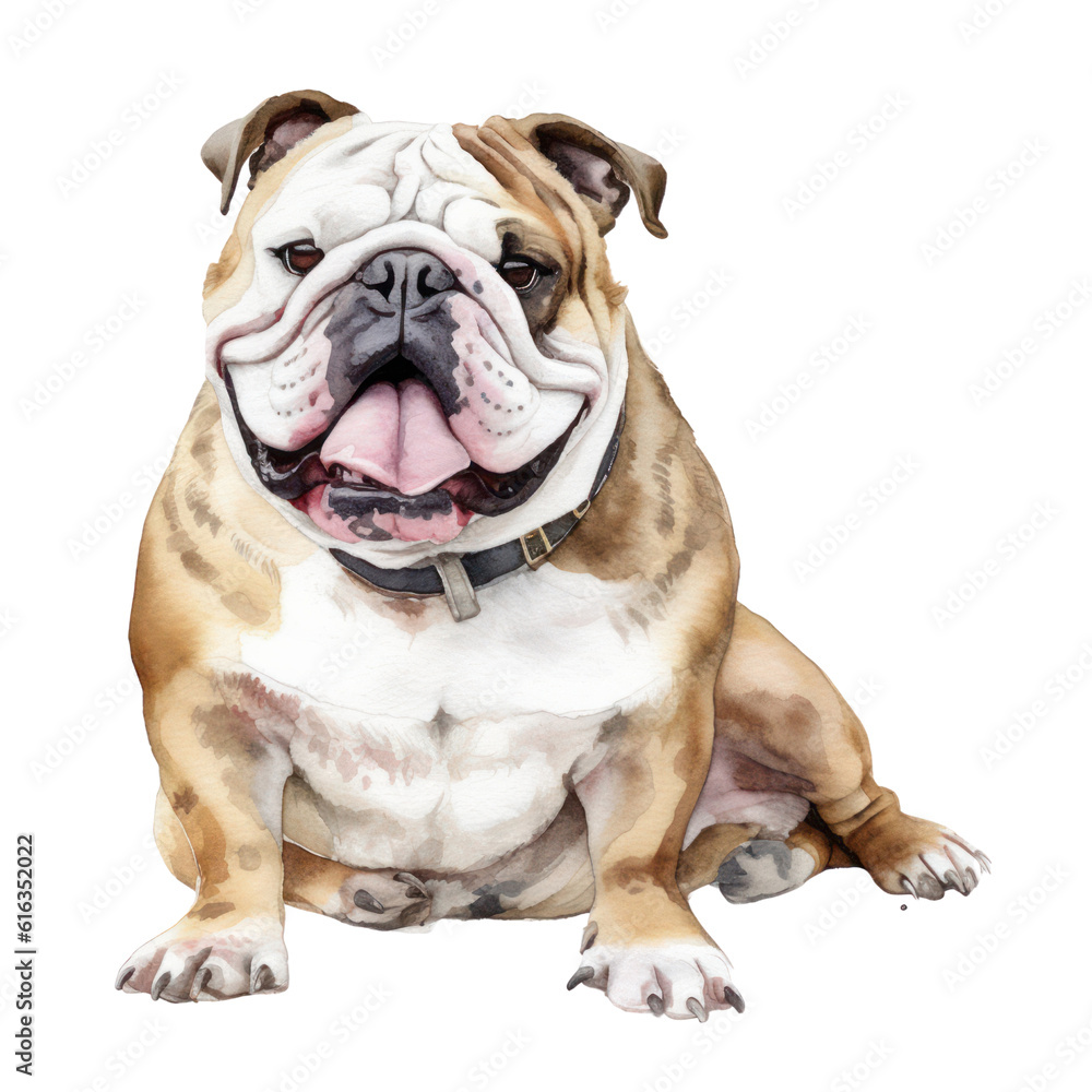 english bulldog portrait watercolor isolated on transparent background ...