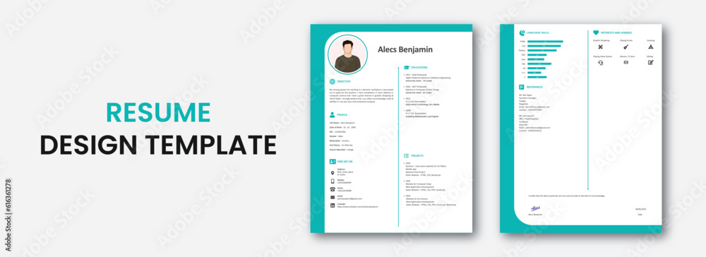 Customized Professional Resume CV Template Layout for IT Field Stock ...