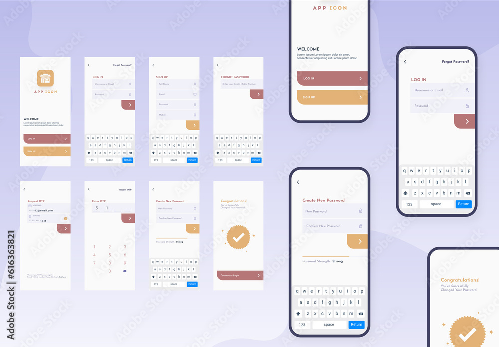 Mobile App UI, UX, GUI Screens Including as Create Account, Sign In ...