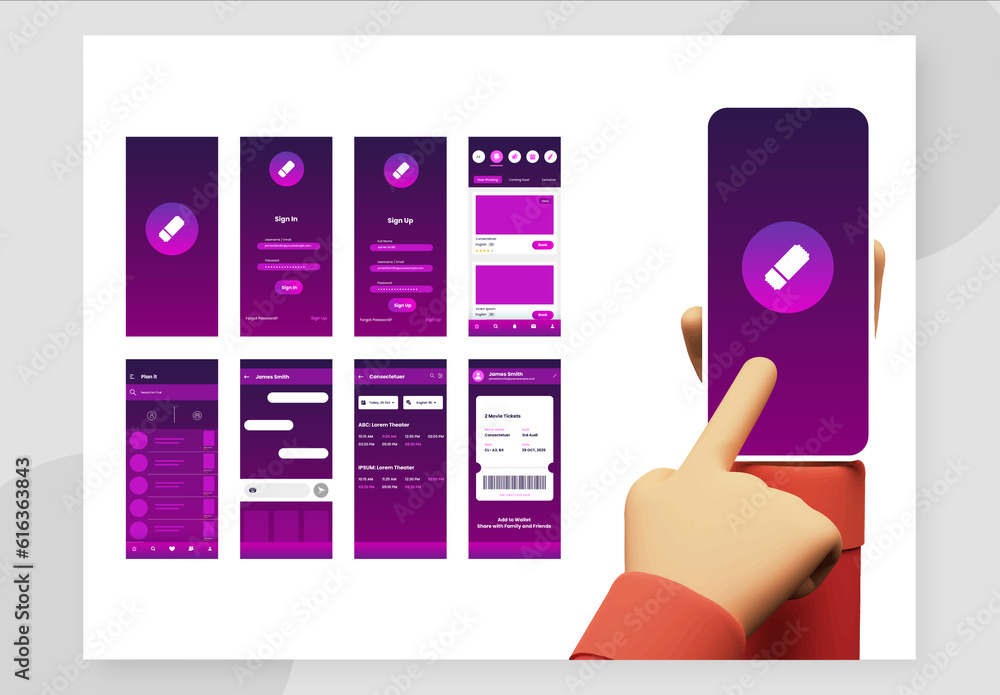 Movie Ticket Booking App UI Kit Including Sign In, Sign Up, Booking and ...