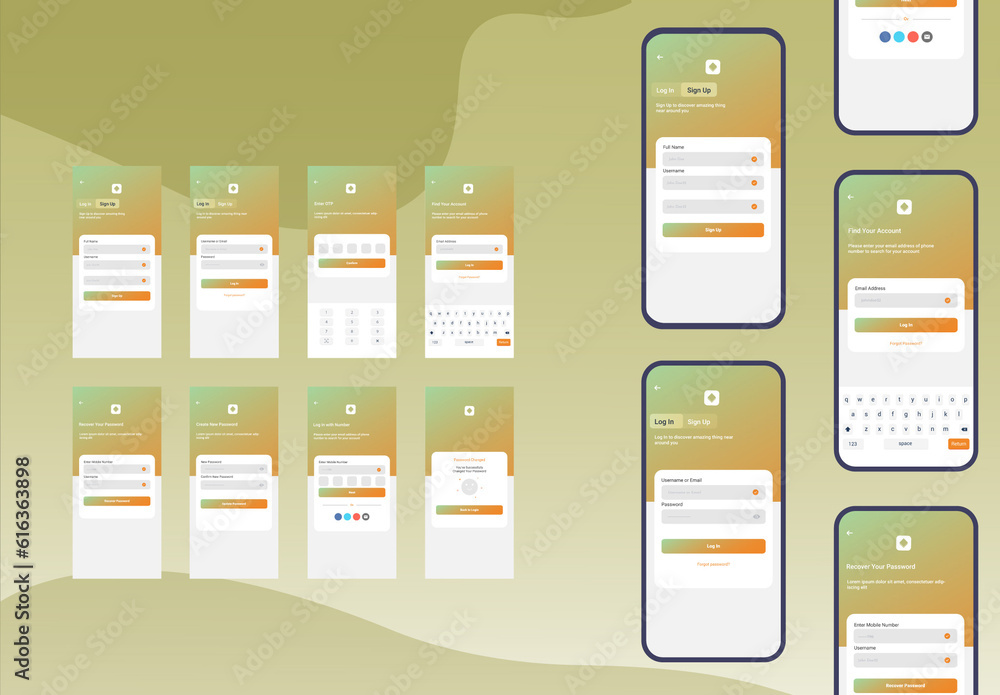 Mobile App UI, UX Screens Including as Sign Up, Sign In and Forgot ...