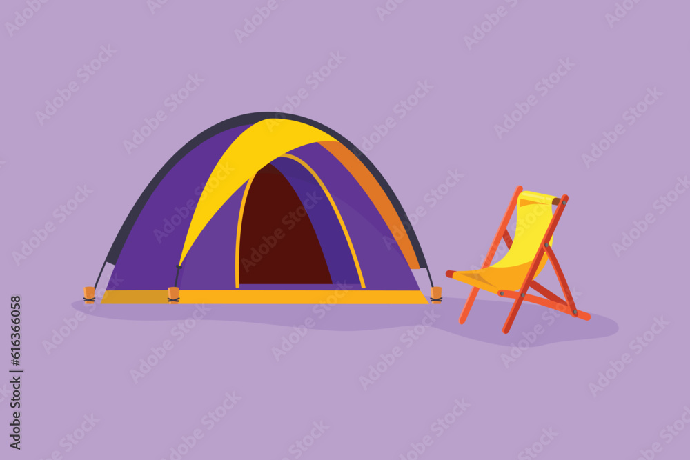 Character flat drawing stylized camping landscape with mountains ...