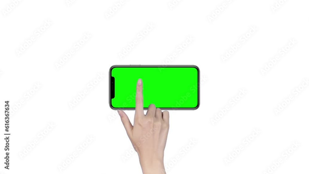 Gestures pack. Female hand swiping left, right, up, down, touching ...