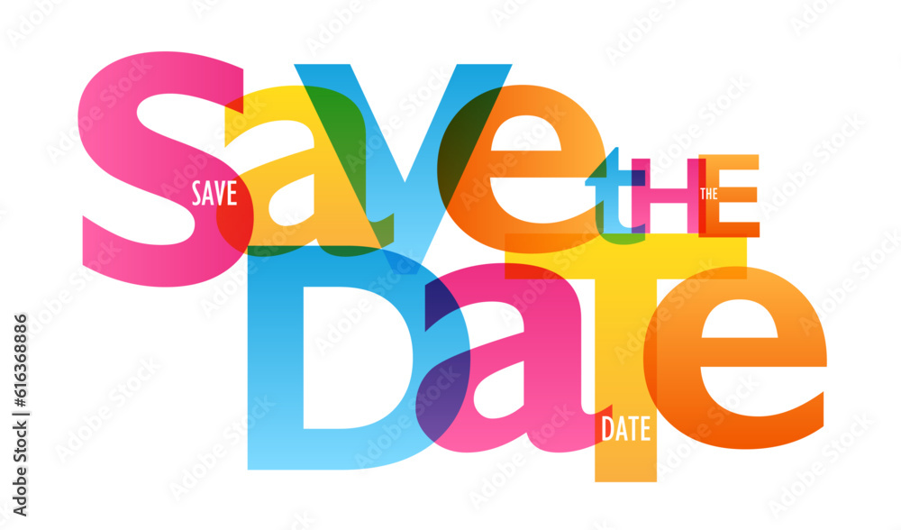 SAVE THE DATE colorful vector typography banner Stock Vector | Adobe Stock