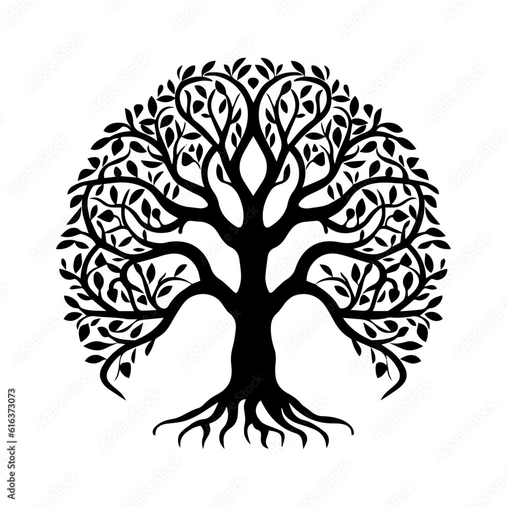Yggdrasil tree, vector isolated on white background, tree of life ...