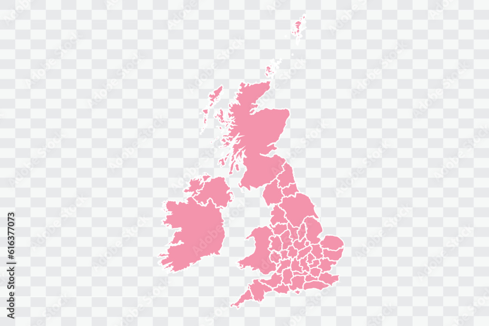 Uk Counties Map Rose Color Background quality files png Stock Vector ...