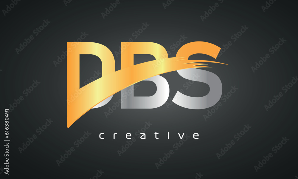 DBS Letters Logo Design with Creative Intersected and Cutted golden ...