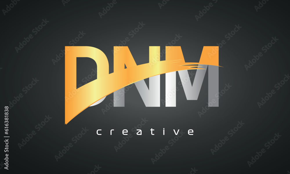 DNM Letters Logo Design with Creative Intersected and Cutted golden ...