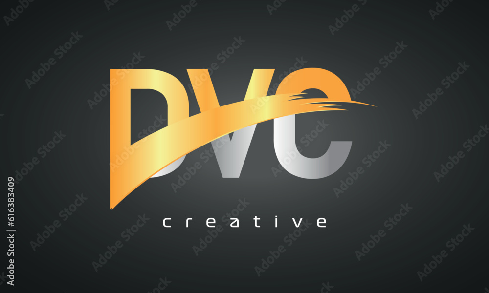 DVC Letters Logo Design with Creative Intersected and Cutted golden ...