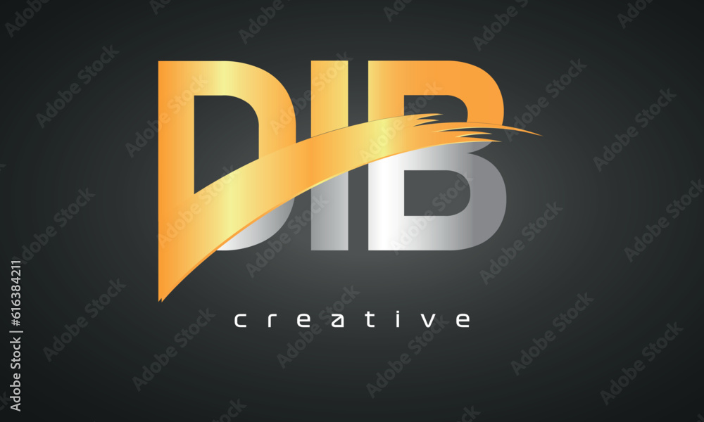 DIB Letters Logo Design with Creative Intersected and Cutted golden ...