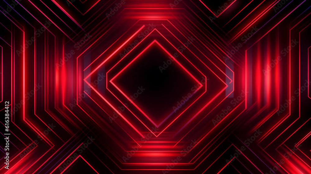 abstract geometric neon red background ,generative ai Stock ...