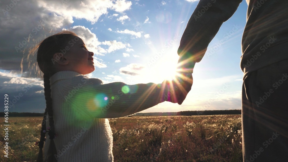 child mother father hand sunset sky, hand mom dad kid girl, happy ...