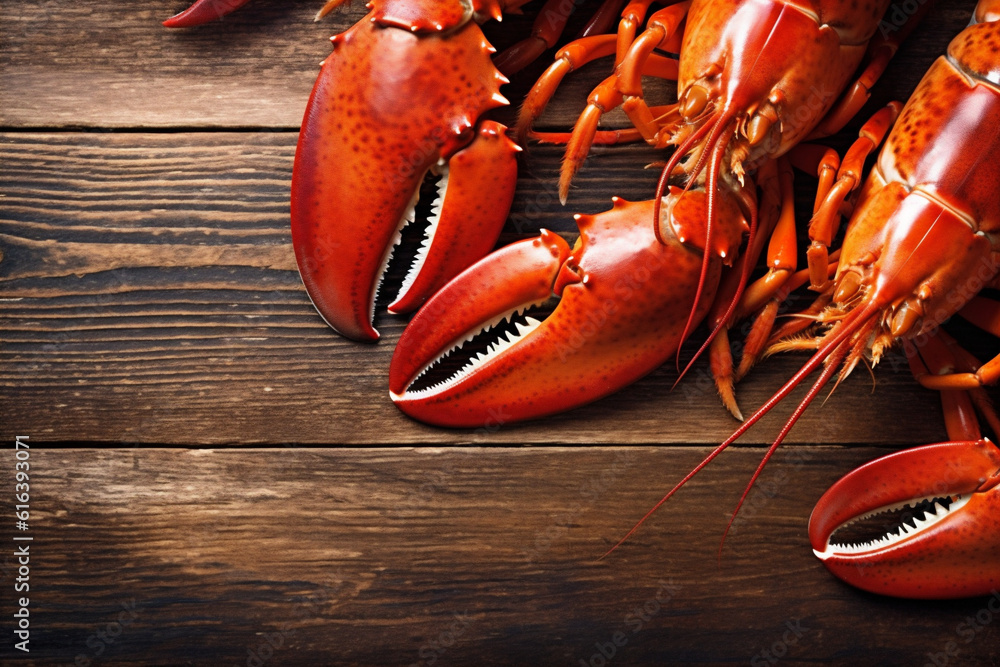 boiled crayfish red background cooked food claw freshness lobster ...