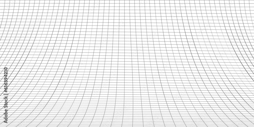 Curved perspective grid. Curved black lines on a white background ...
