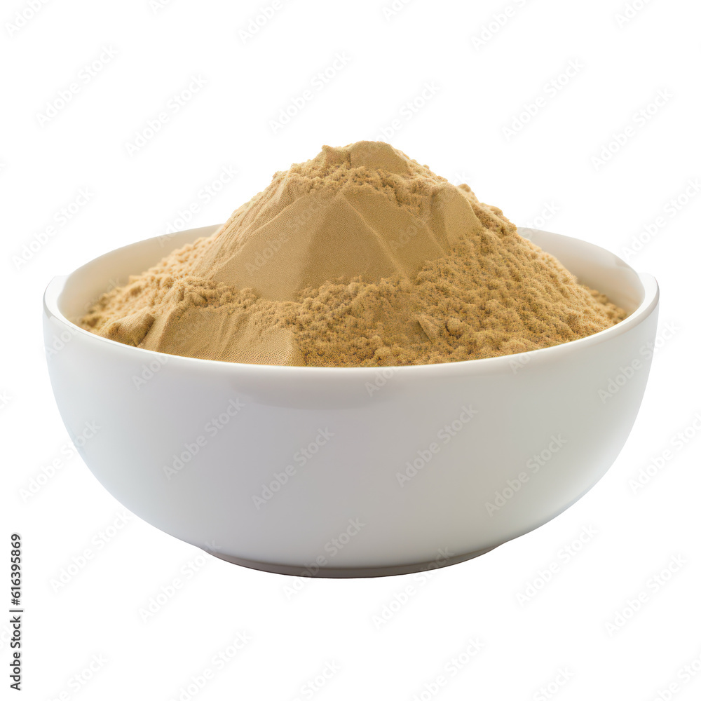 Chicken stock powder in white bowl isolated on transparent background ...