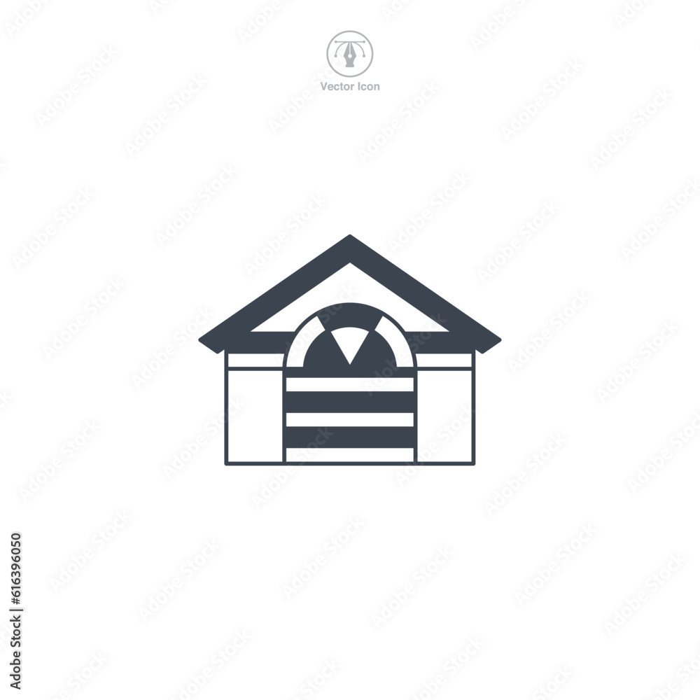 Garage icon vector features a stylized car storage area, symbolizing ...