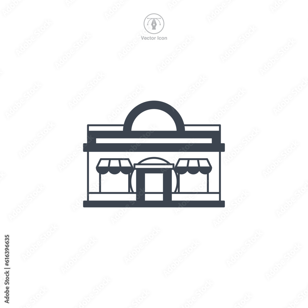 Restaurant icon vector displays a stylized dining establishment ...