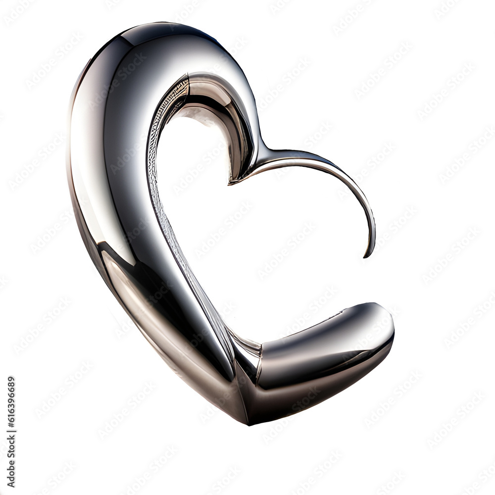 Silver heart, art style, simple and elegant, silver day on a ...