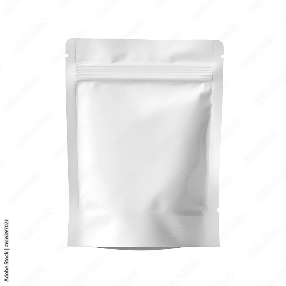 White plastic pouch bag isolated on transparent background. Generative ...