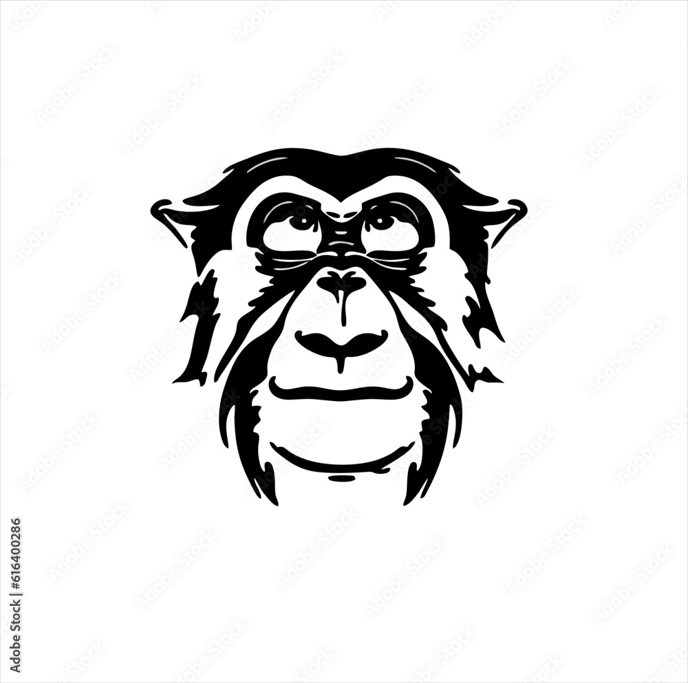 monkey head vector illustration image. linear style Stock Vector ...