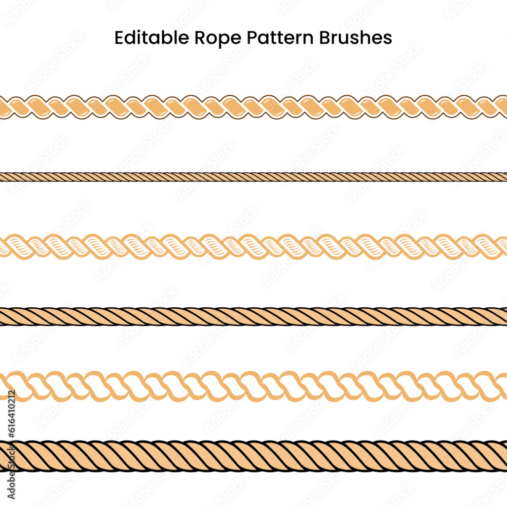 Seamless rope pattern brushes editable template Stock Vector | Adobe Stock
