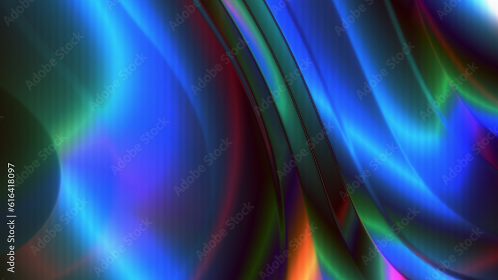 Closeup of Abstract Smooth Glow Chromatic fluid waves, iridescent ...