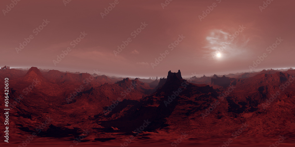 Mars Landscape, Red planet, VR HDRI 360 degree equirectangular ...