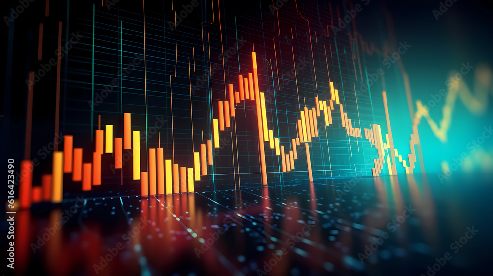 Stock Market Graph. Financial chart with up down line graph in stock ...