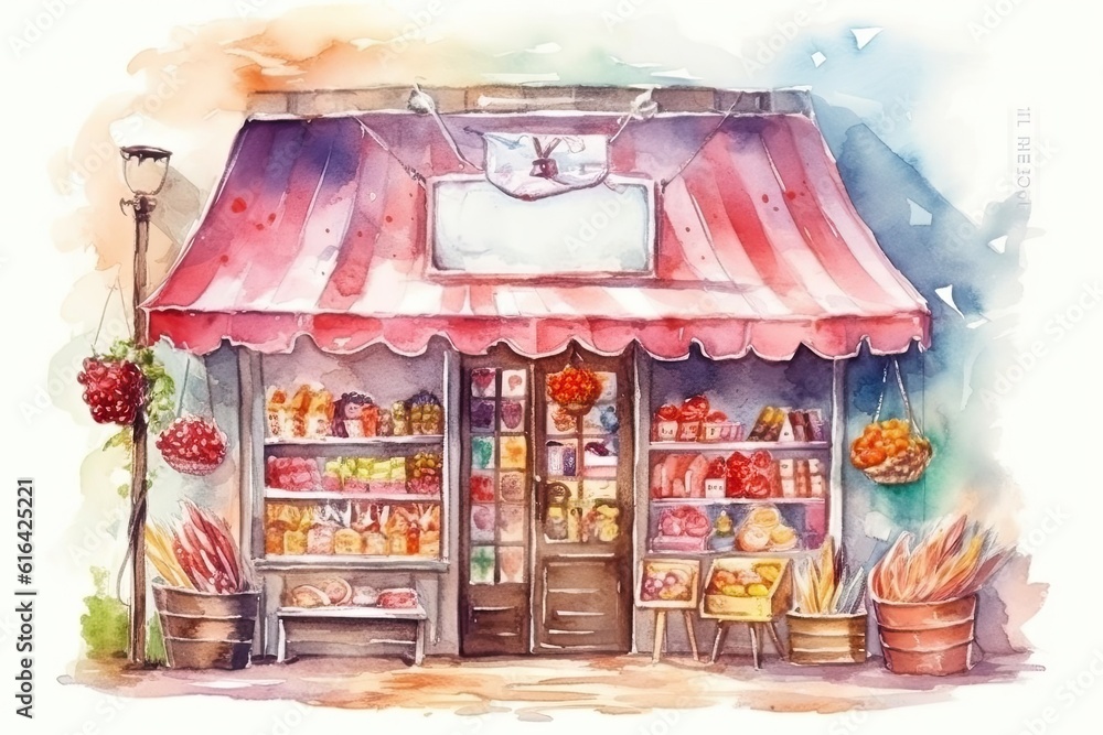 The illustration features a whimsical watercolor painting of a candy ...