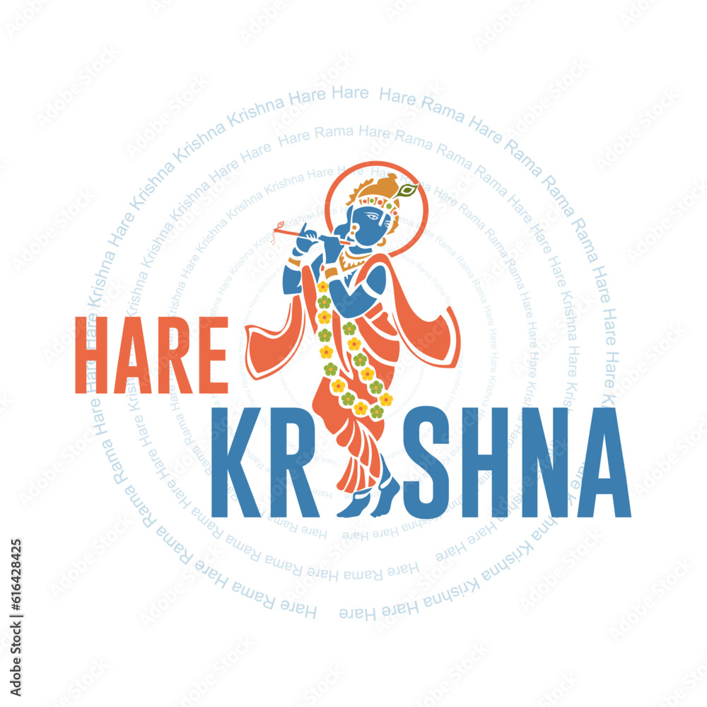 Hare Krishna, Lord Sri Krishna Art, Creative Typography Vector Design ...